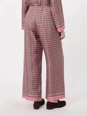 Max Mara Printed Silk Twill Trousers With Drawstring