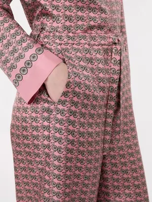 Max Mara Printed Silk Twill Trousers With Drawstring
