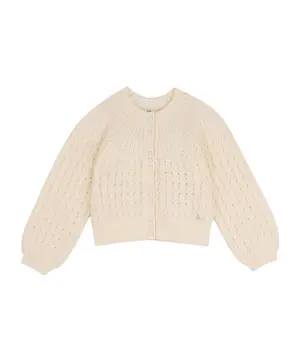 Chloé Pointelle-knit Ribbed-trim Cardigan - White