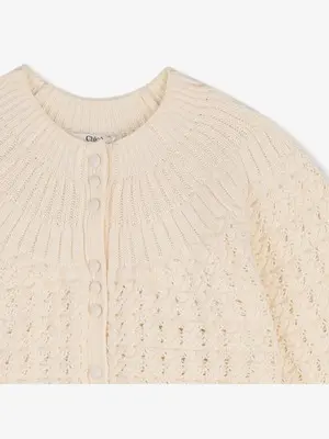 Chloé Pointelle-knit Ribbed-trim Cardigan