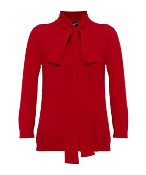 Dolce & Gabbana Long-sleeved Bow Neck Knitwear - Red