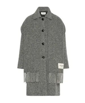 Max Mara Wool-blend Tweed Coat - Dark Gray