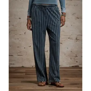 Ralph Lauren Indigo Striped Cotton-linen Jersey Pant
