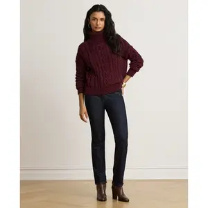 Ralph Lauren Cable-knit Cotton Turtleneck Sweater - Dark Garnet