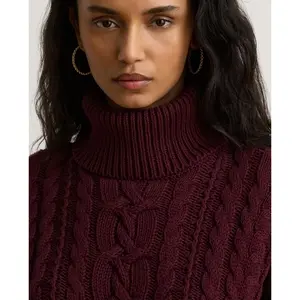 Ralph Lauren Cable-knit Cotton Turtleneck Sweater - Dark Garnet