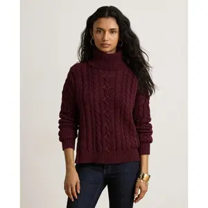 Ralph Lauren Cable-knit Cotton Turtleneck Sweater - Dark Garnet