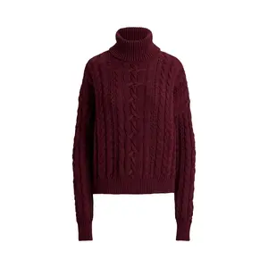 Ralph Lauren Cable-knit Cotton Turtleneck Sweater - Dark Garnet