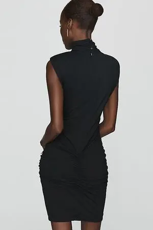 Maeve Mock-neck Ruched Mini Dress