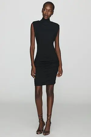 Maeve Mock-neck Ruched Mini Dress