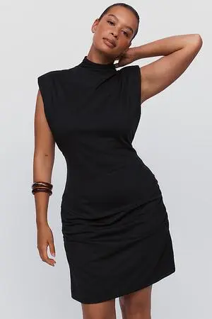 Maeve Mock-neck Ruched Mini Dress