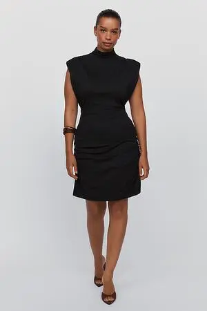Maeve Mock-neck Ruched Mini Dress