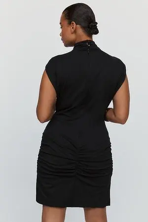 Maeve Mock-neck Ruched Mini Dress