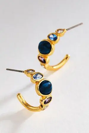 Anthropologie Stone Hoop Earrgs Blue