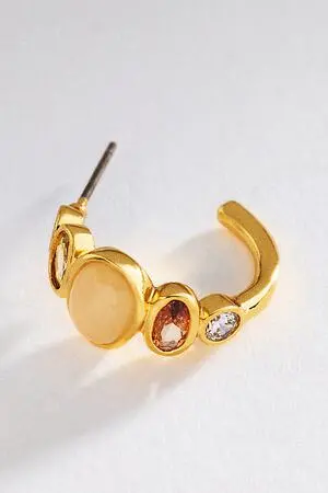 Anthropologie Stone Hoop Earrings - Pearl