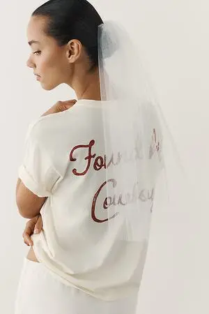 LETLUV Found Her Cowboy 100% Cotton Bridal Tee - Ivory