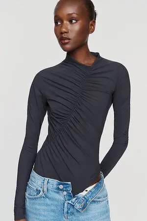 AGOLDE Lup Ruched Bodysuit - Carob
