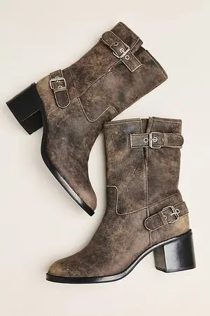 Anthropologie Moto Mid-calf Boots - Black