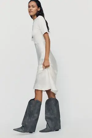 Anthropologie Slouchy Western Boots - Grey