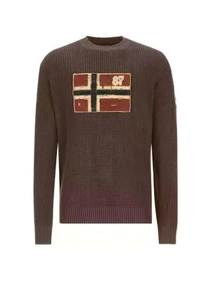 NAPAPIJRI Archive Logo-patch Waffle-knit Sweater - Brown