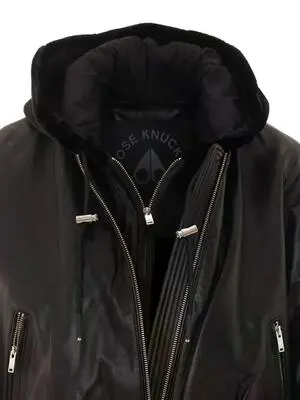 Moose Knuckles Cardin Hooded Leather Bomber Jacket