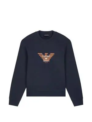 Emporio Armani Double-jersey Sweatshirt With Logo - Blue