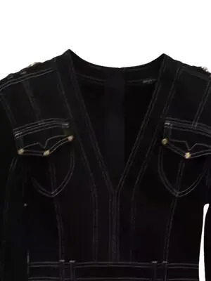 Balmain V-neck Denim Jumpsuit