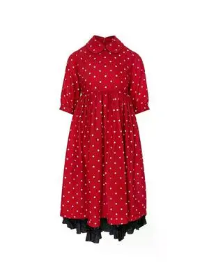 Comme Des Garçons Polka-dot Ruffled Midi Dress - Red