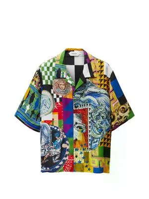 Versace Printed Silk-twill Regular Shirt - Black