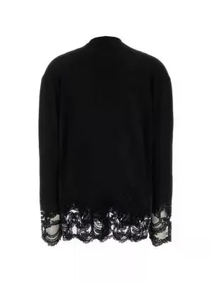 Ermanno Scervino Lace-trim Wool Cardigan - Black