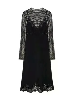 Ermanno Scervino Layered Lace-insert Long-sleeved Midi Dress