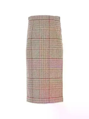 Federica Tosi Prince Of Wales Check Front-slit Midi Skirt - Neutrals