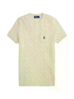 Polo Ralph Lauren Cable Wool-cashmere Short-sleeve Jumper - Neutrals