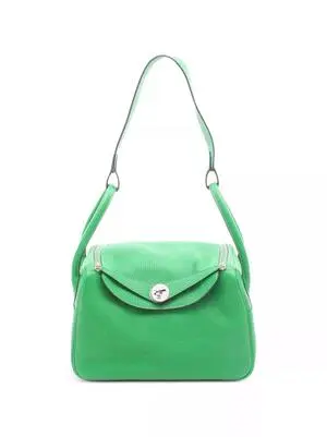 Hermès Clemence Leather Lindy Tote Bag - Green