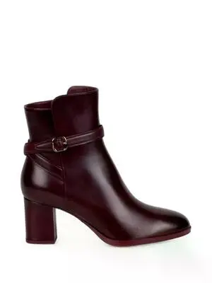 Santoni Buckle-strap Leather Ankle Boots - Red