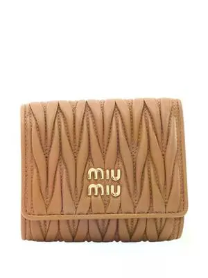 Miu Miu 2020s Matelassé Trifold Wallet - Neutrals