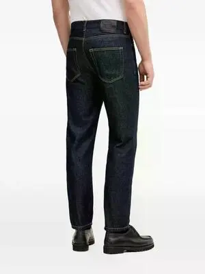 Sisley Contrast-stitch Logo-patch Jeans - Blue