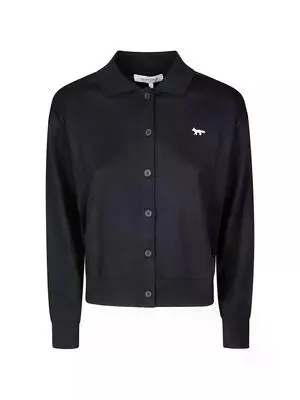 Maison Kitsuné Profile Fox Merino Polo Cardigan - Black