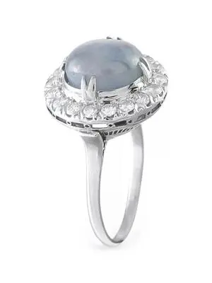 LB EXCLUSIVE Platinum Star Sapphire And Diamond Halo Ring
