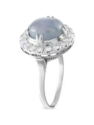 LB EXCLUSIVE Platinum Star Sapphire And Diamond Halo Ring