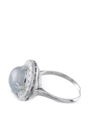 LB EXCLUSIVE Platinum Star Sapphire And Diamond Halo Ring