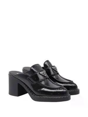 Prada Logo Block-heel Loafers