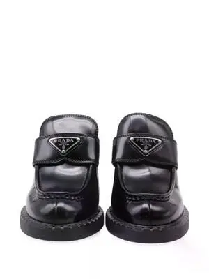Prada Logo Block-heel Loafers