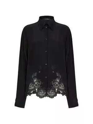 Ermanno Scervino Lace-detail Buttoned Shirt - Black
