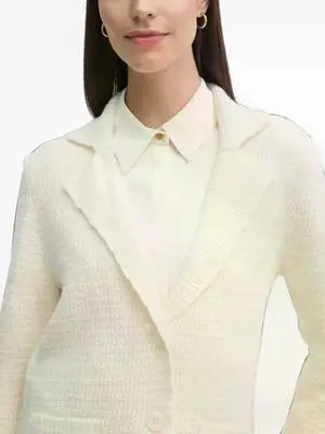 Sisley Textured-knit Notched-lapel Cardigan