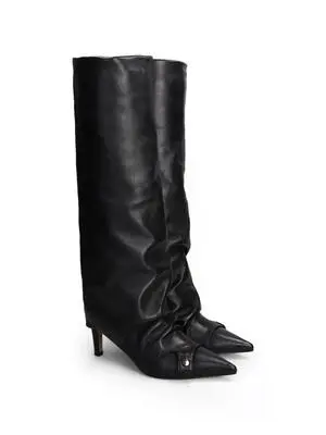 THE SELLER Pointed-toe Ruched Stiletto Boots