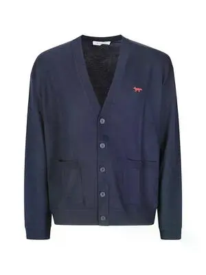 Maison Kitsuné Embroidered Fox Profile Cardigan - Blue