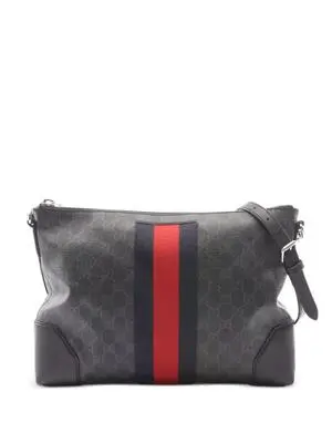 Gucci 2010s Gg Supreme Web Messenger Bag - Grey
