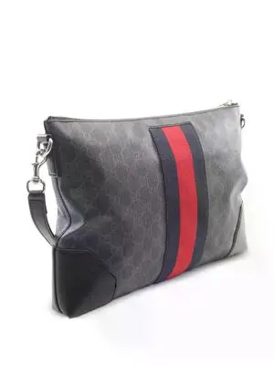 Gucci Gg Supreme Web Messenger Bag - Grey