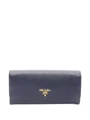 Prada 2010s Saffiano Bi-fold Long Wallet - Blue
