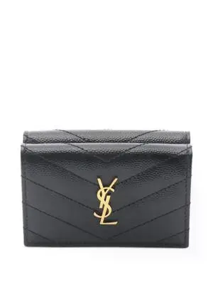 Saint Laurent 2020s Monogram Origami Trifold Wallet - Black